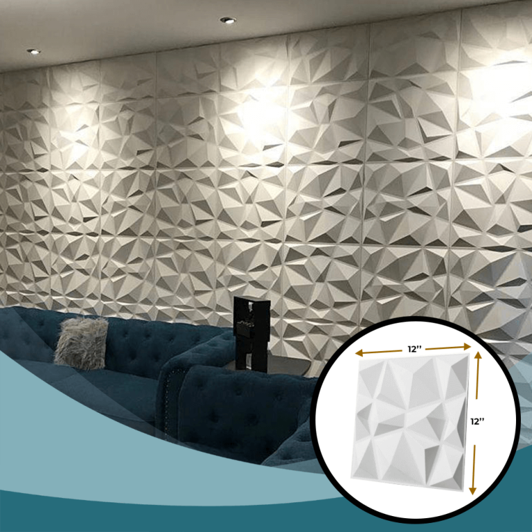 Decorative White PVC 3D Wall Panels in Diamond Design – Wood Panel Wall ...