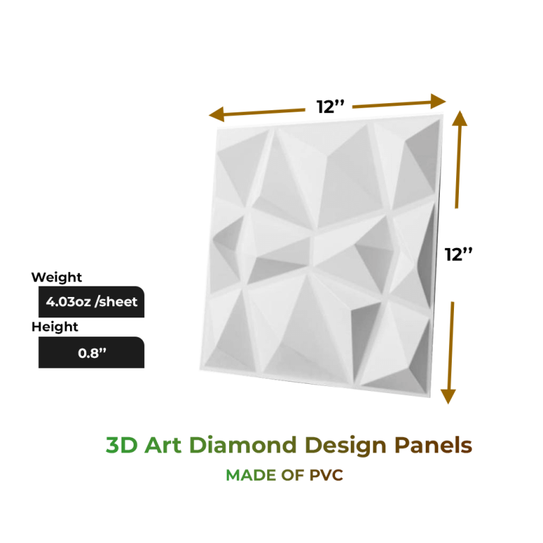 Decorative White PVC 3D Wall Panels in Diamond Design – Wood Panel Wall ...